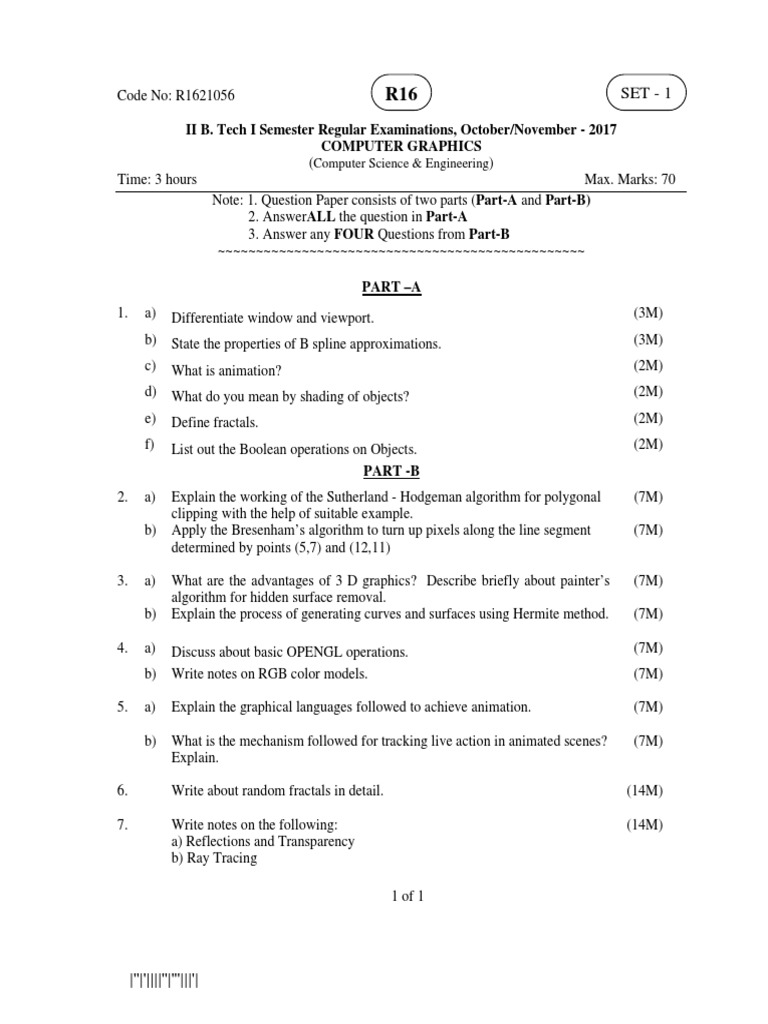 Jntuh Question Papers of CG | PDF | 3 D Computer Graphics | Computer ...