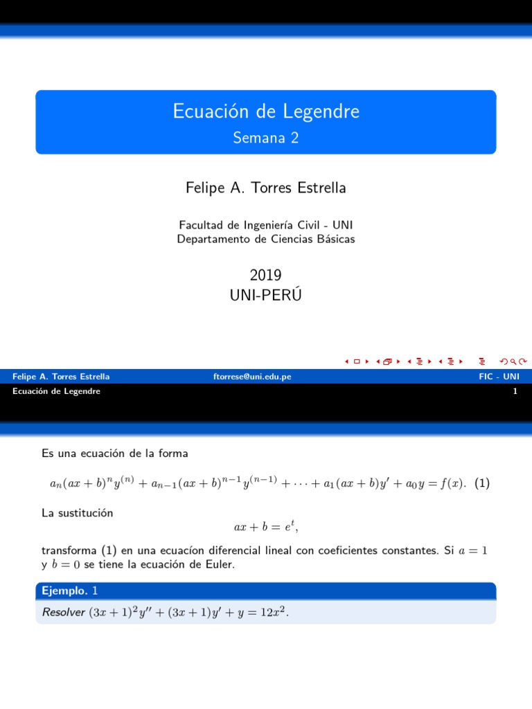Ecuación de Legendre: Semana 2 | PDF