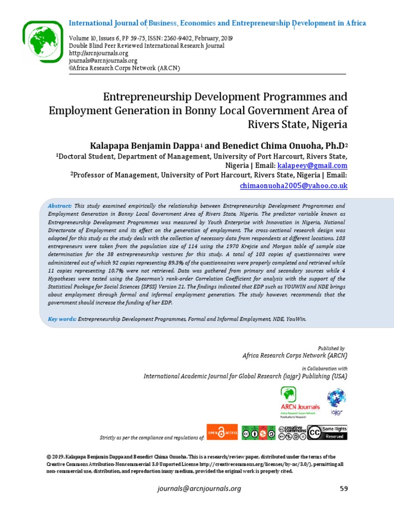 Entrepreneurship Development Programmes | PDF | Entrepreneurship | P Value