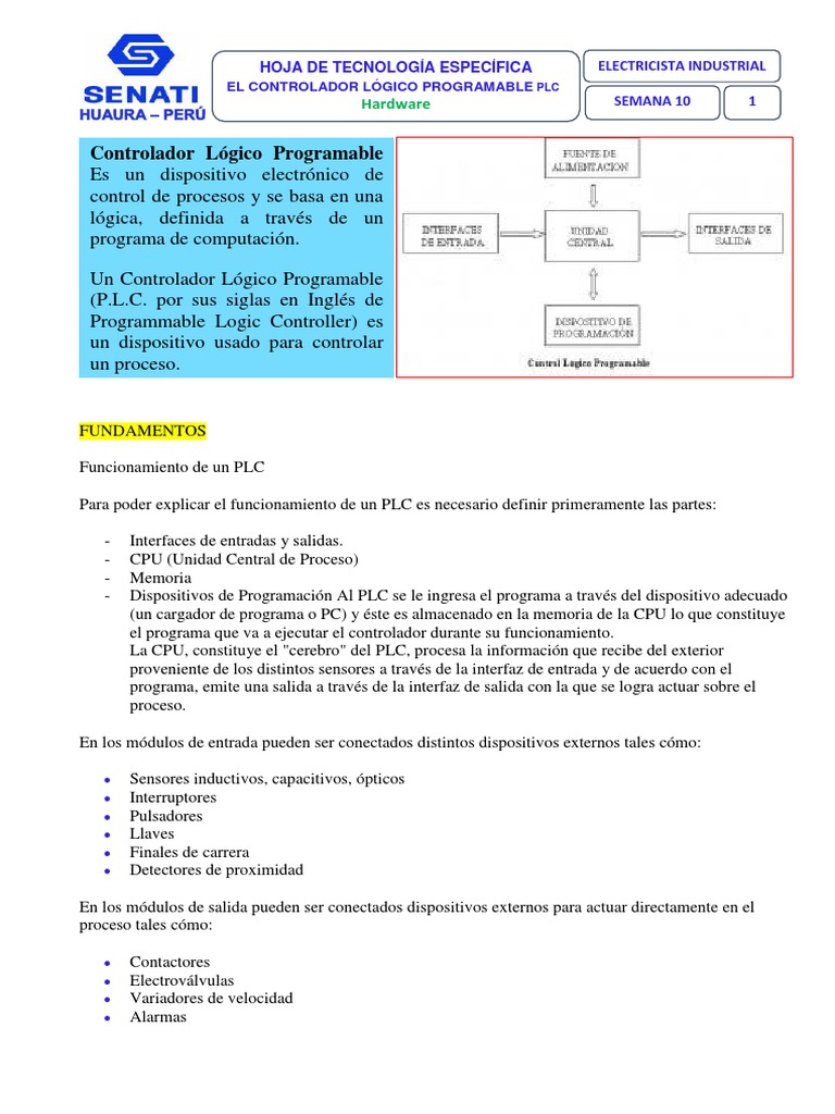 Semana 10 El Controlador Logico Programable | PDF | Controlador lógico programable | Hardware de ...