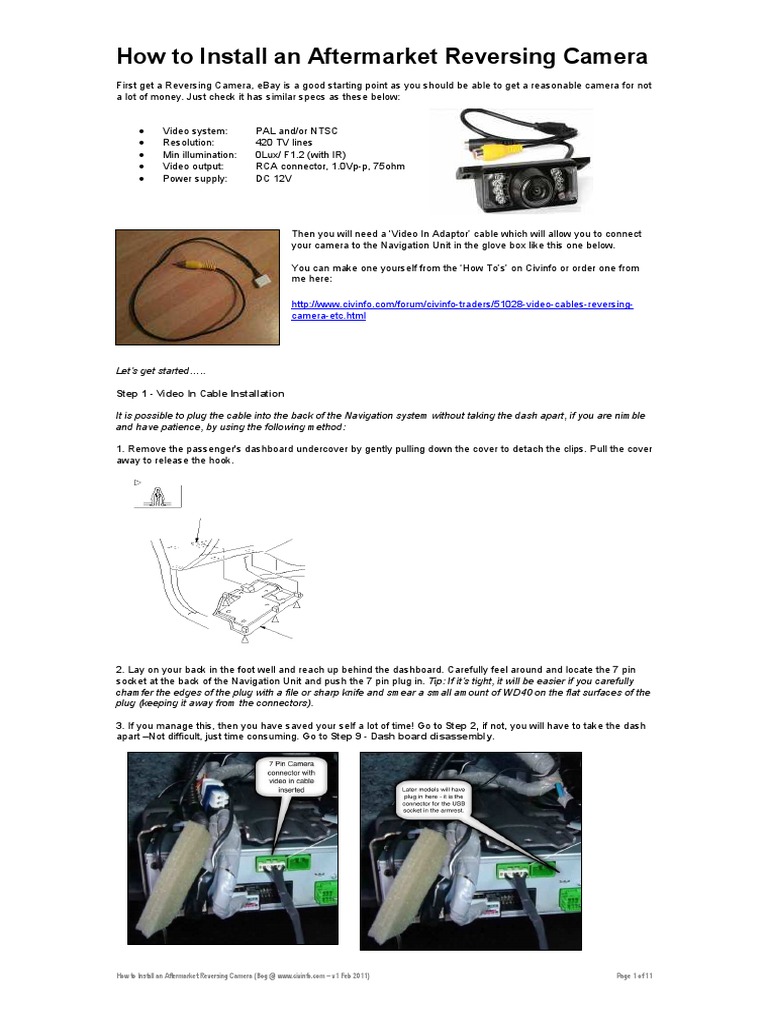 Aftermarket Reversing Camera Installation Guide | PDF | Electrical ...