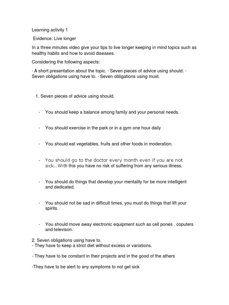 Seven Pieces of Advice Using Should | PDF