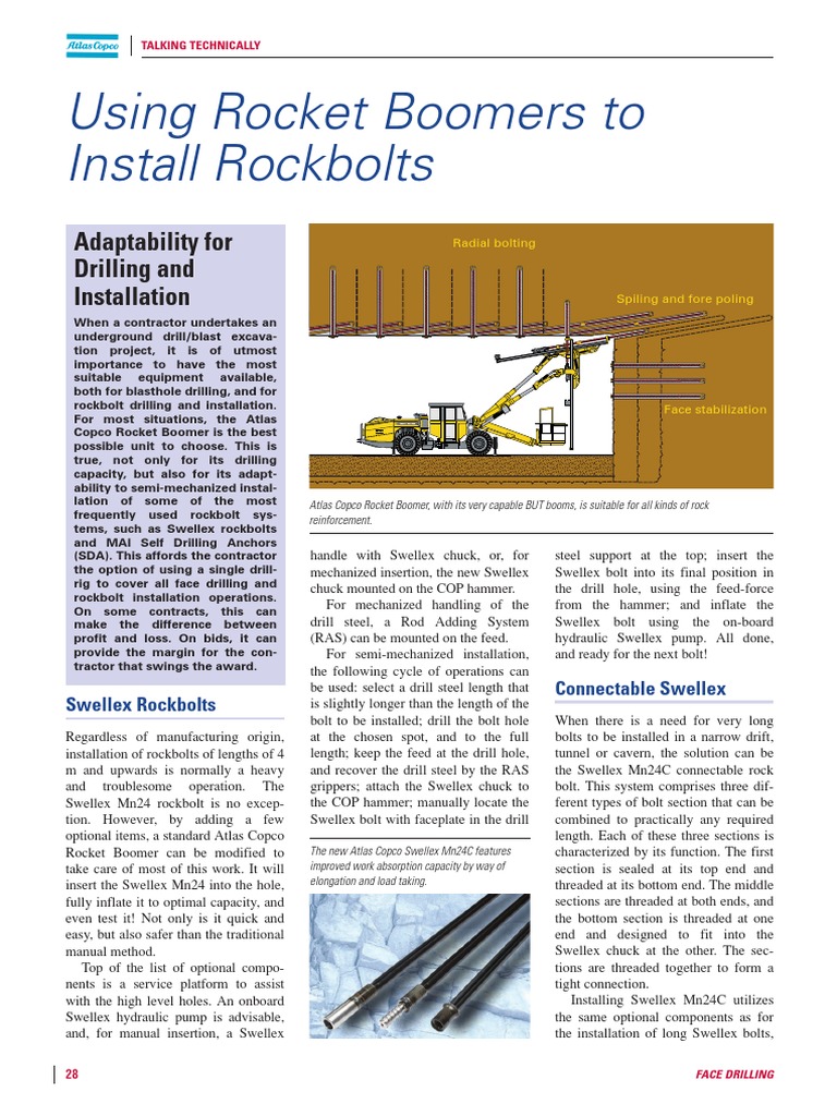 028 Using Rocket Boomers To Install Rockbolts | PDF | Drill | Screw