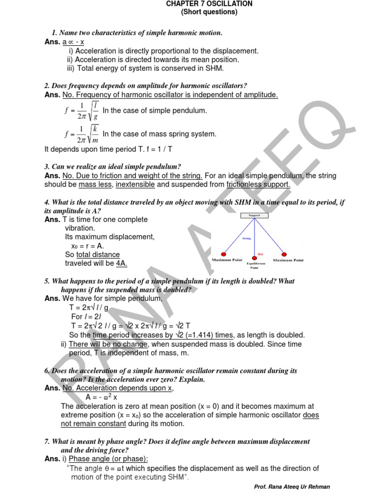 Chapter 7 Short Question | PDF | Pendulum | Resonance