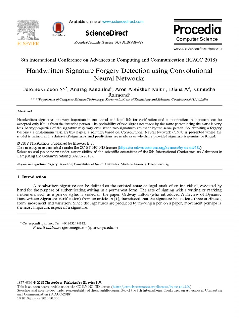 2018 - Handwritten Signature Forgery Detection Using Convolutional ... 2018 - Handwritten Signature Forgery Detection Using Convolutional ...