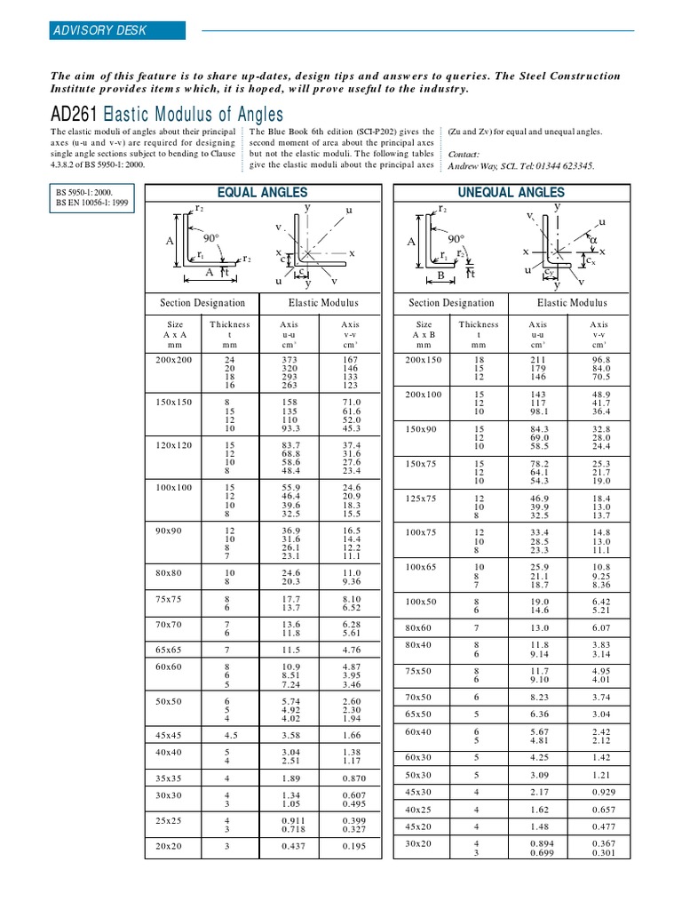 AD 261 - Elastic Modulus of Angles | PDF | Young's Modulus | Elasticity ...