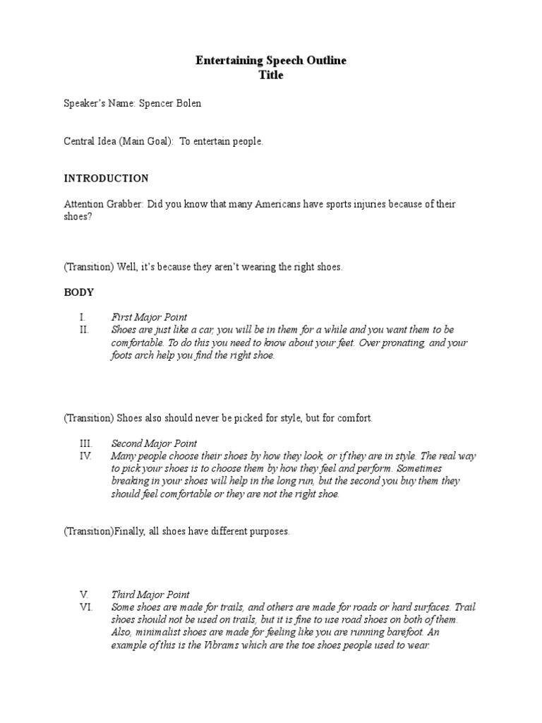 Entertaining Speech Outline Title | PDF