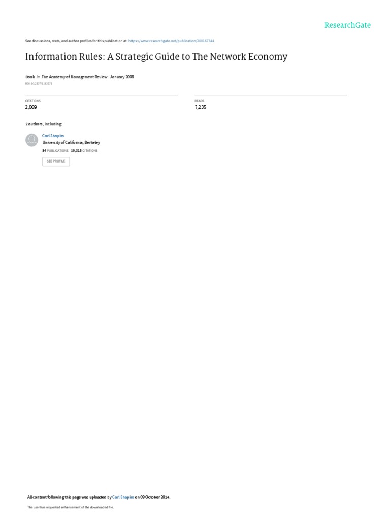 Information Rules: A Strategic Guide To The Network Economy: The ...