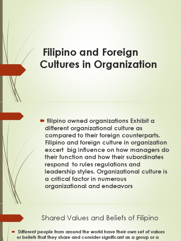 Filipino and Foreign Cultures in Organization | PDF | Value (Ethics) | Organizational Culture
