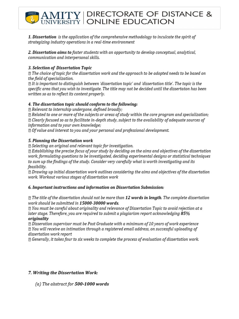 (A) The Abstract For 500-1000 Words: 7. Writing The Dissertation Work | Download Free PDF ...