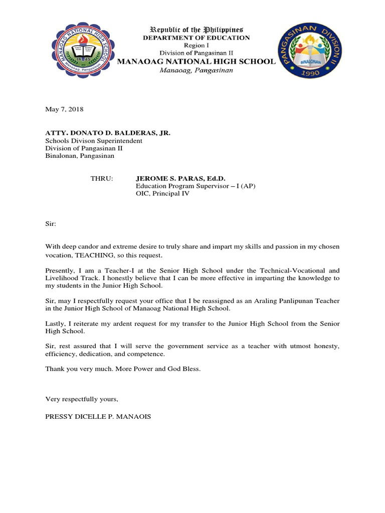 Letter of Transfer | PDF