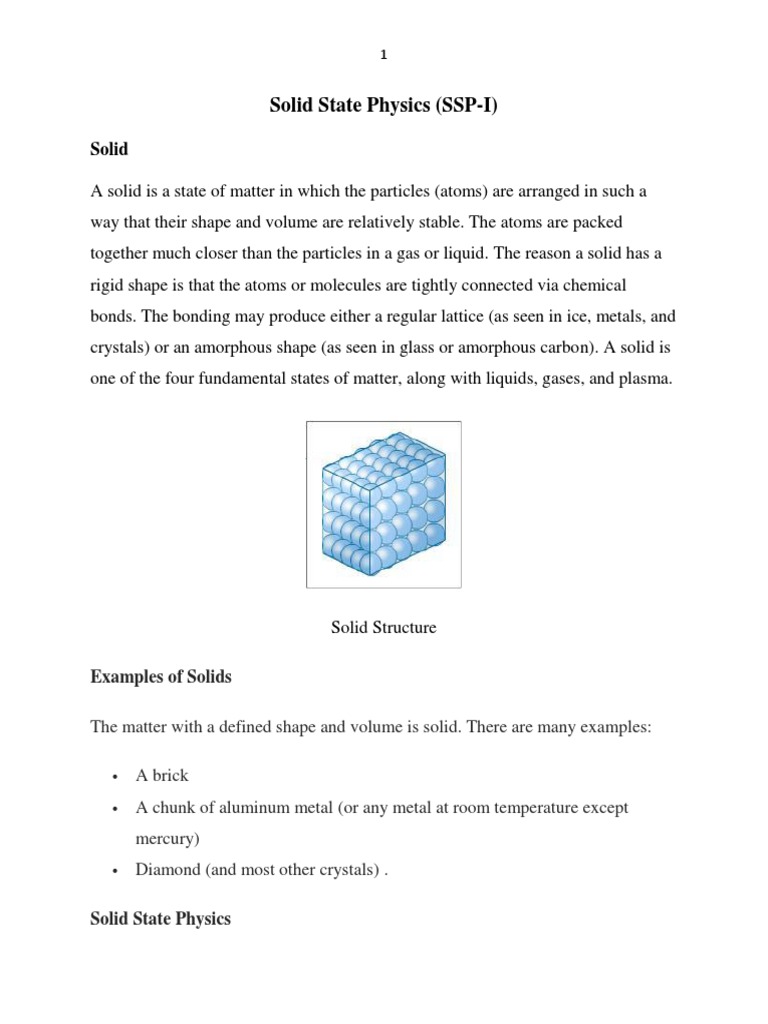 Solid State Physics Notes | PDF | Solid State Physics | Crystal Structure