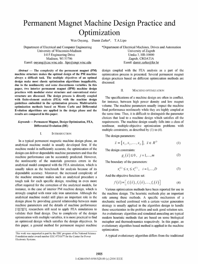 Flux Weakening in IPM | PDF | Mathematical Optimization | Electric Motor