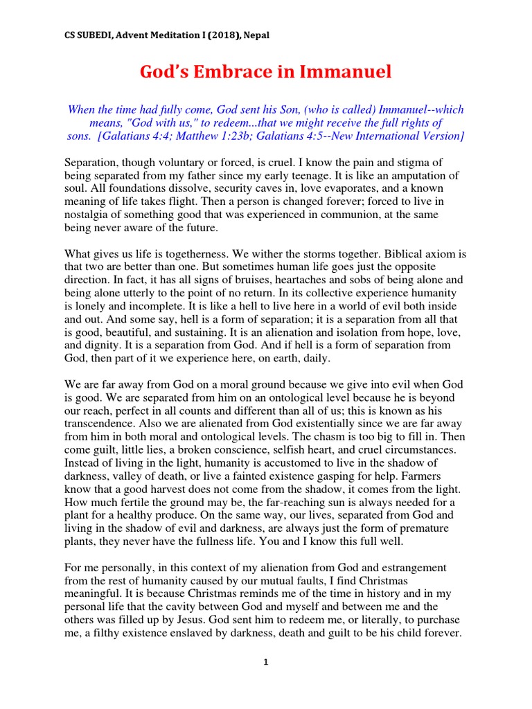 God's Embrace | PDF | Jesus | God