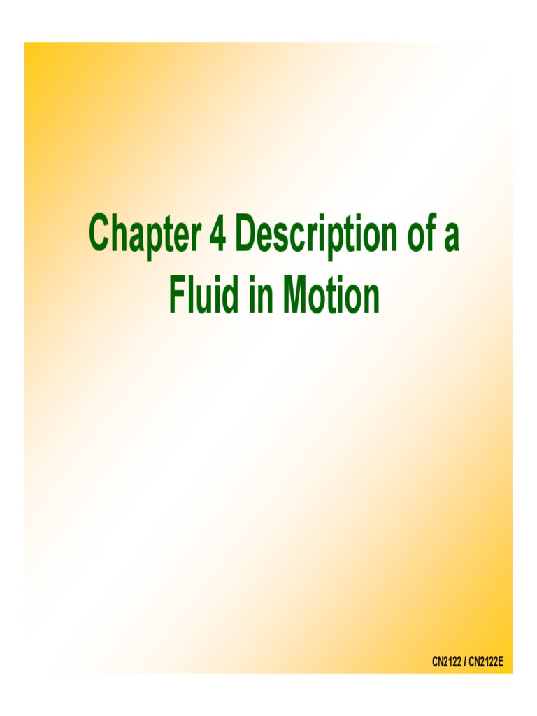 Chapter 4 Description of A Fluid in Motion: CN2122 / CN2122E | PDF ...