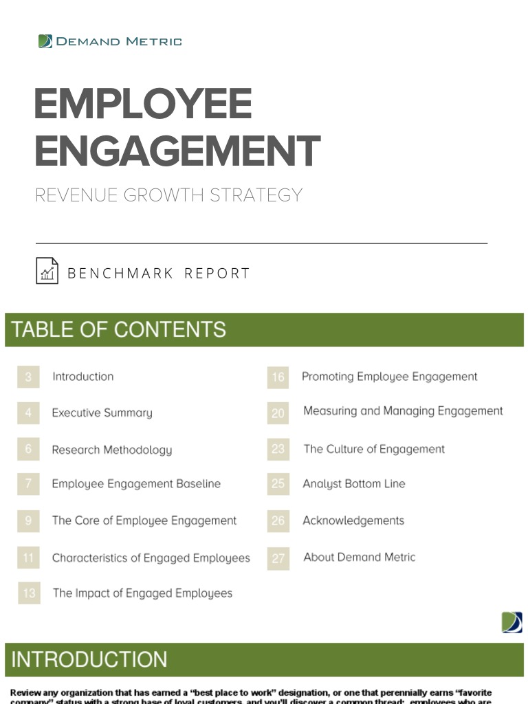 Employee Engagement Benchmark Report | Employment | Marketing