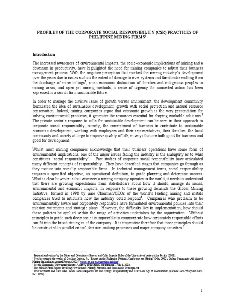 Profiles of The Corporate Social Responsibility (CSR) Practices of ...