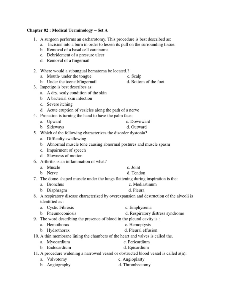 Chapter 02 Medical Terminology Set A | PDF | Respiratory Diseases ...