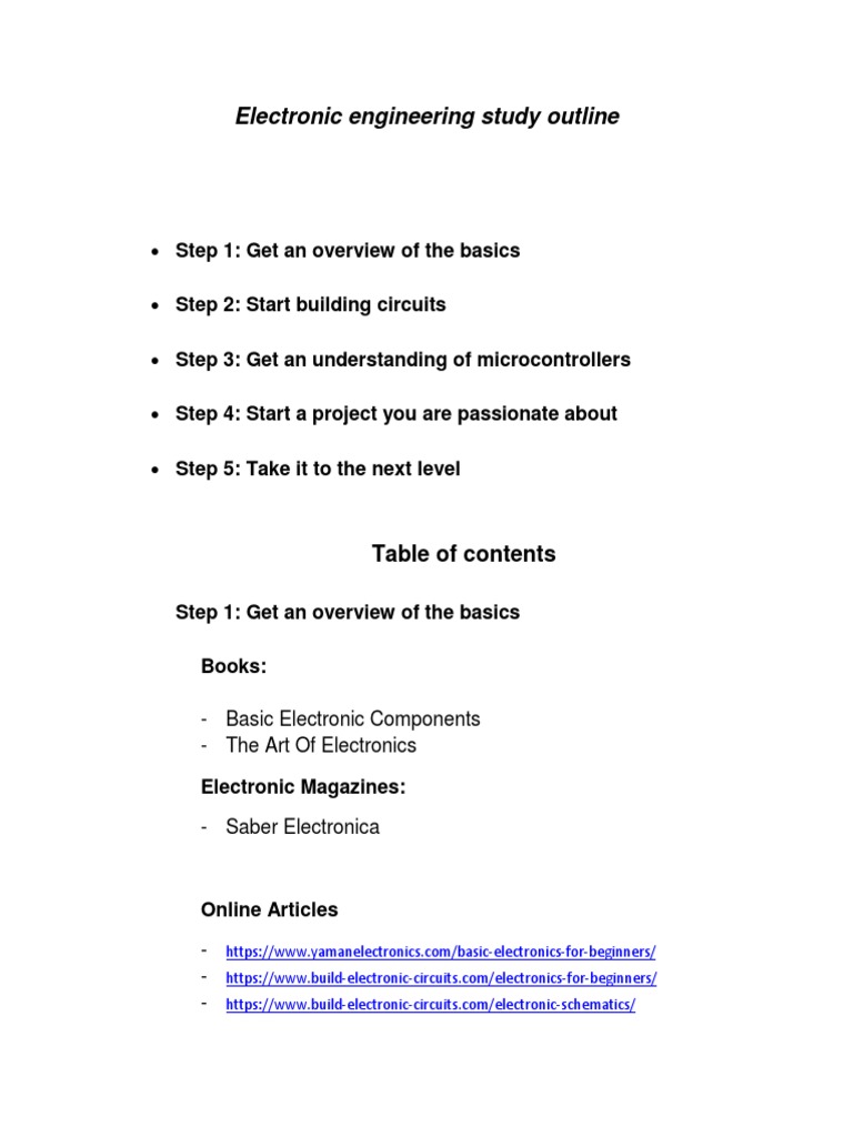Electronic Engineering Study Outline | PDF