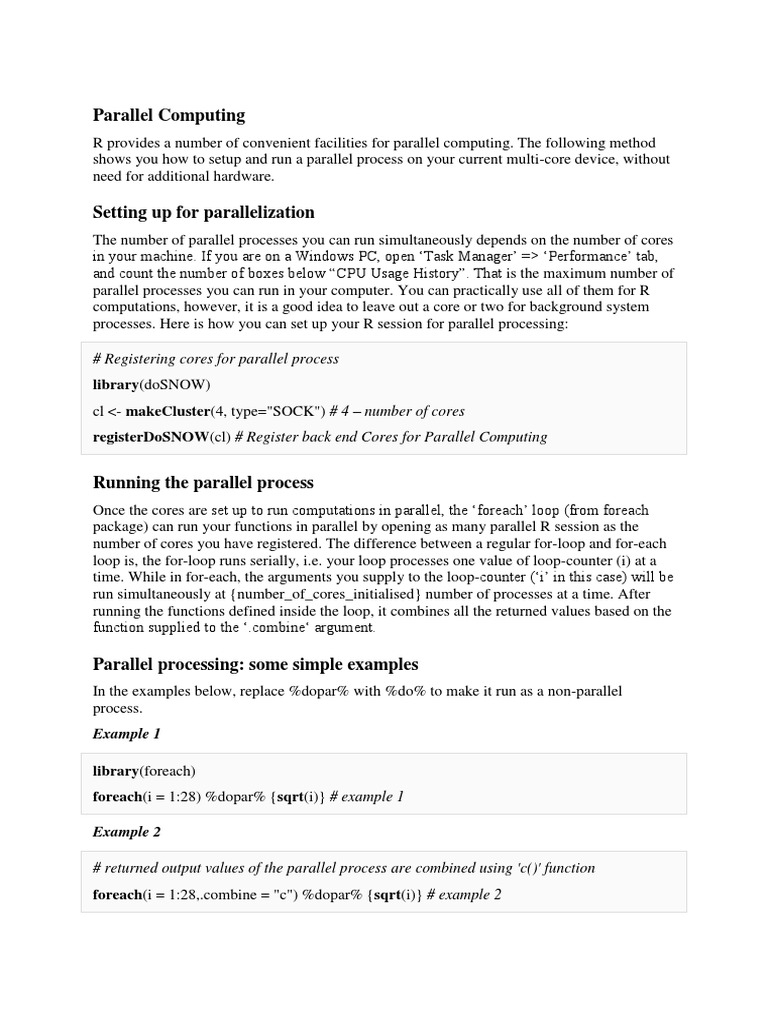 Parallel Computing: # Registering Cores For Parallel Process | PDF | Multi Core Processor ...