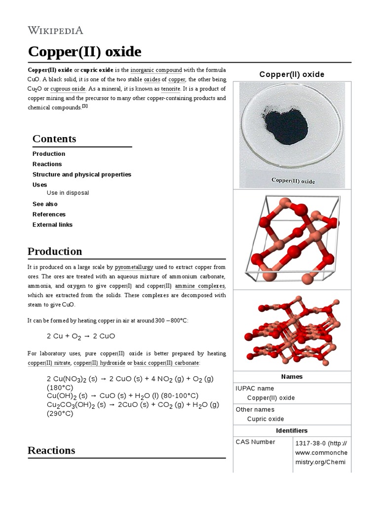 Copper (II) Oxide | PDF | Metals | Chemical Substances