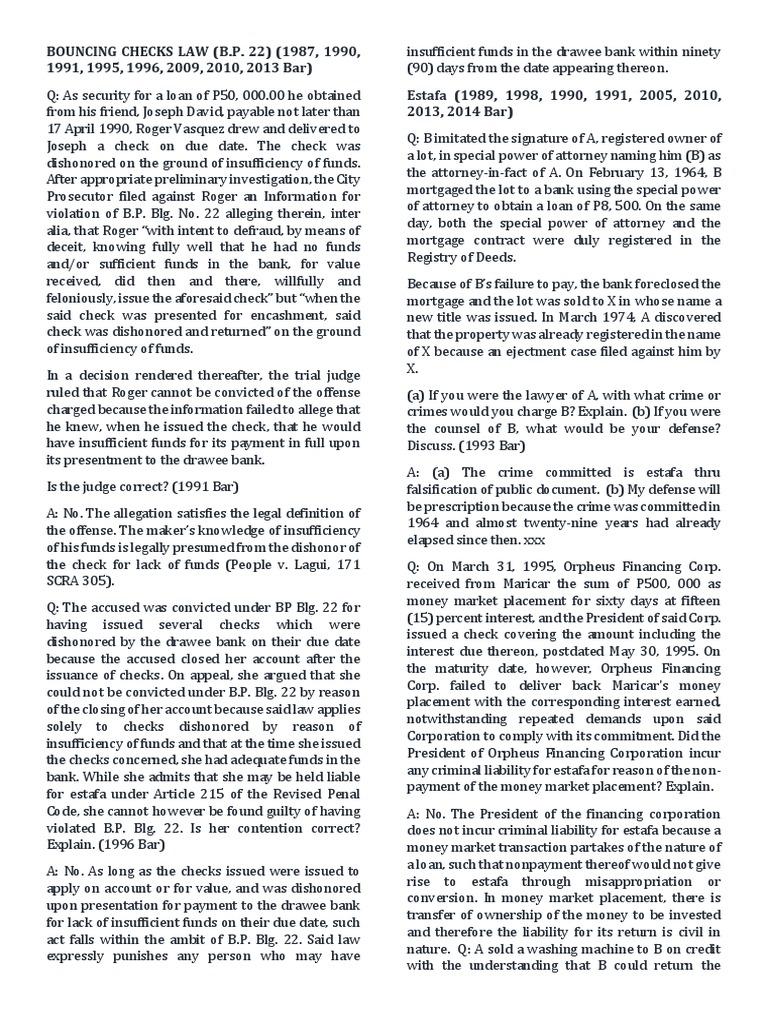 Bouncing Checks Law | Download Free PDF | Theft | Fraud