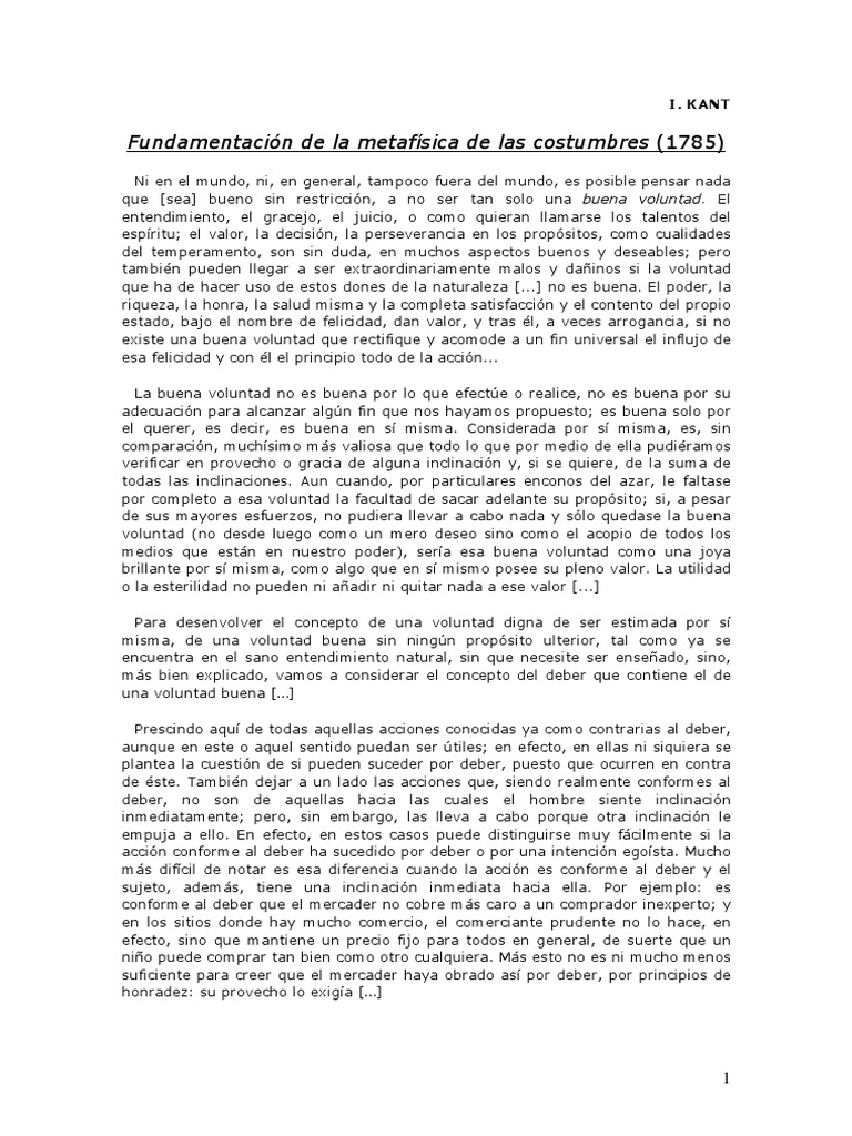 Fundamentación de La Metafís | PDF | Razón | Moralidad