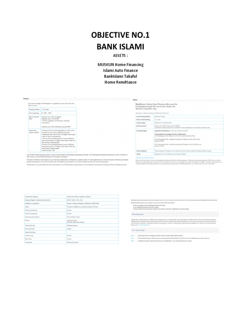 Objective No.1 Bank Islami: Assets: Muskun Home Financing Islami Auto ...