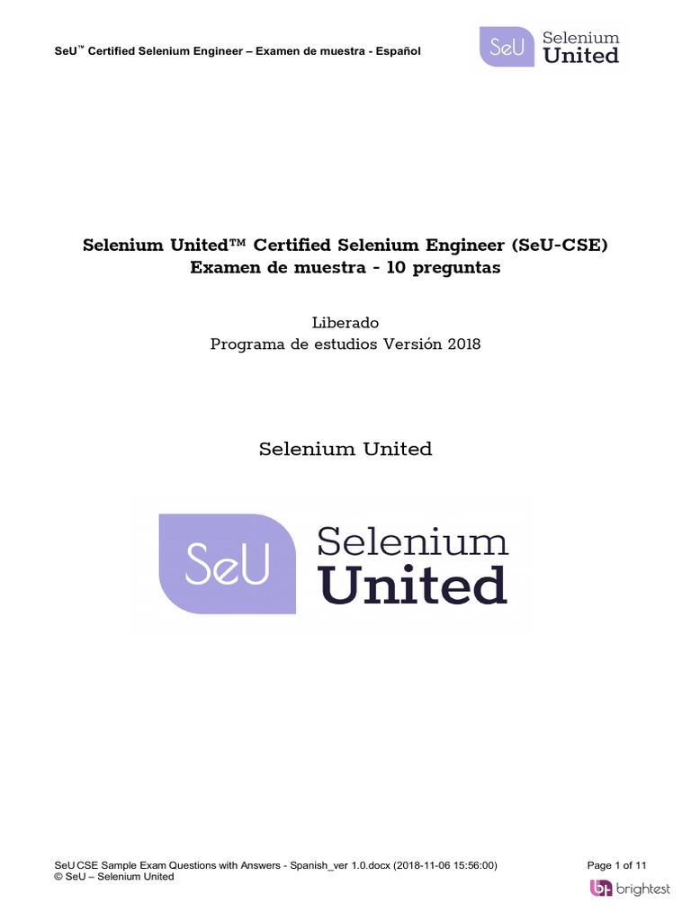 SeU CSE Sample Exam Questions With Answers - Spanish Ver 1.0 PDF | PDF ...