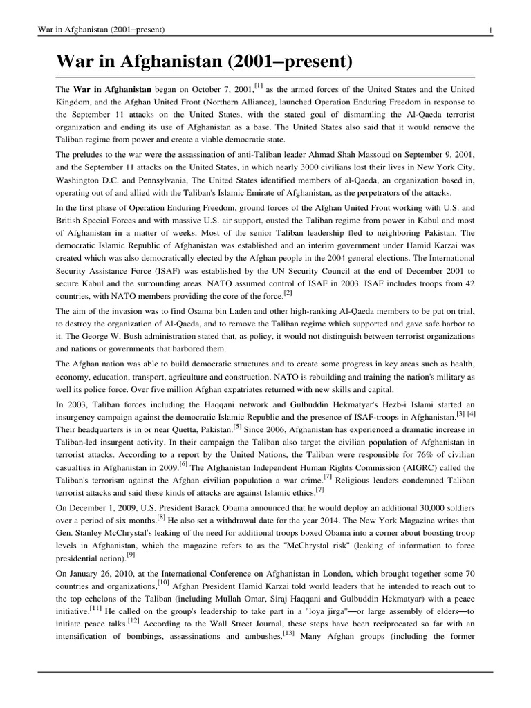 War in Afghanistan 2001 Present | PDF | Northern Alliance | Taliban