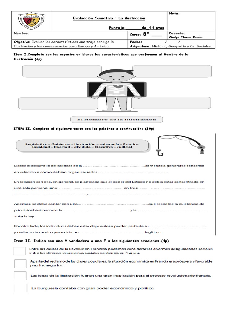 Prueba de Historia 8vo La Ilustración | PDF | Era de iluminacion ...