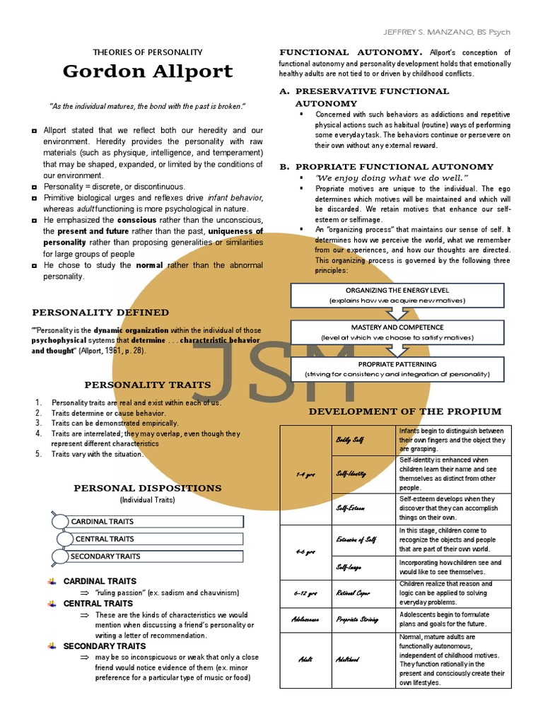 Gordon Allport: Functional Autonomy | PDF | Motivation | Motivational