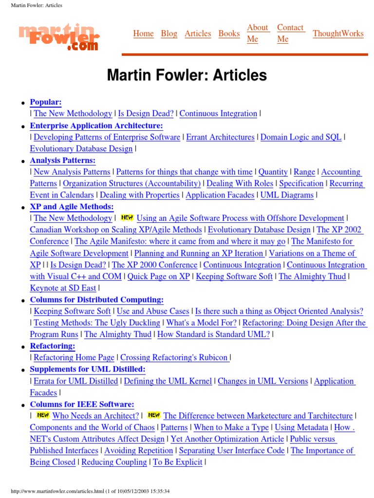 Martin Fowler Articles PDF | PDF | Agile Software Development | Software Development Process