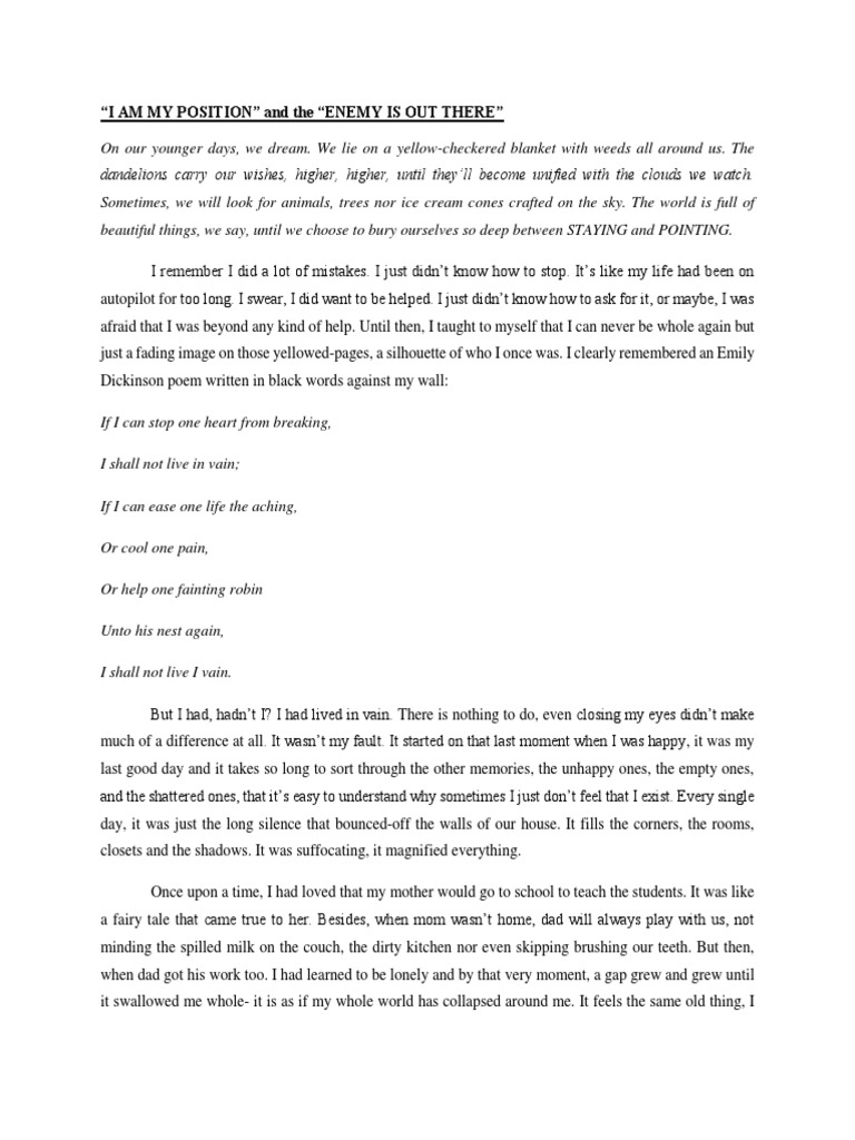 I Am My Position and Enemy Is Out There | PDF