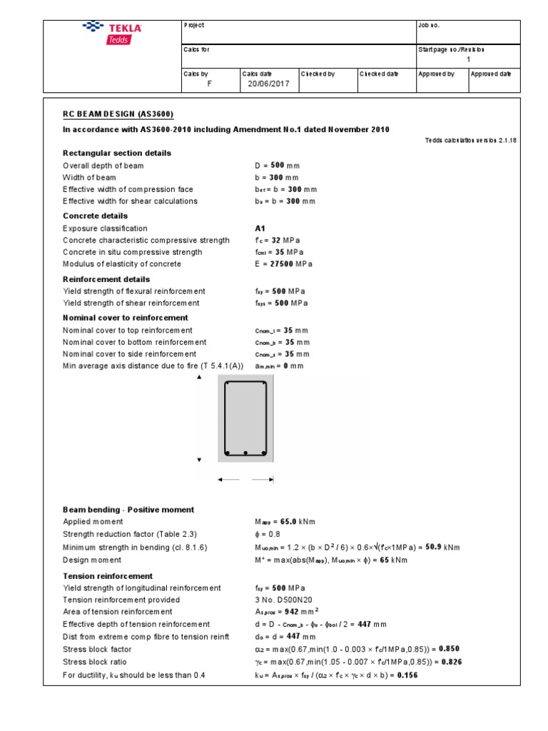 RC Beam Design Only (AS3600) - Full PDF | Download Free PDF | Beam ...