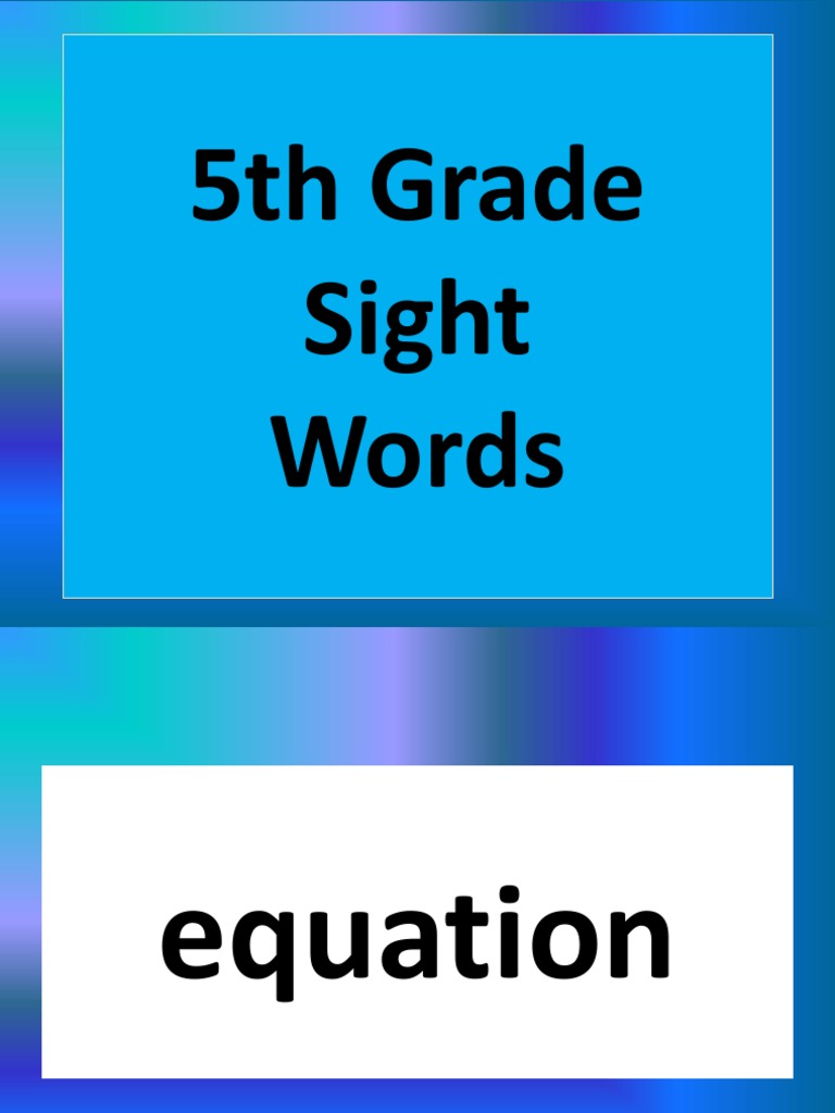 5th Grade Sight Words | PDF
