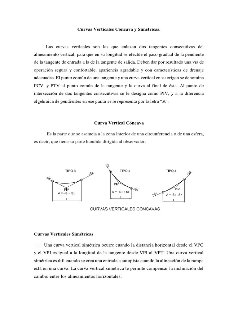 Curvas Verticales Cóncava y Simétricas | PDF | Curva | Tangente
