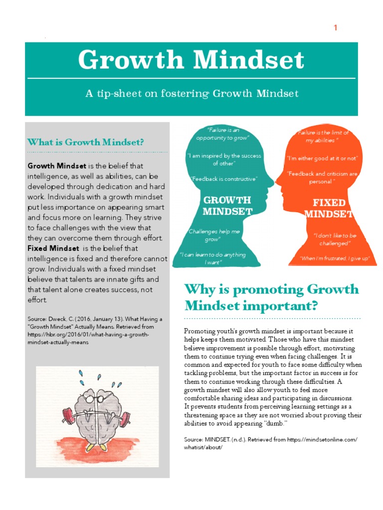 Growth Mindset Tipsheet Final | PDF | Mindset | Psychology