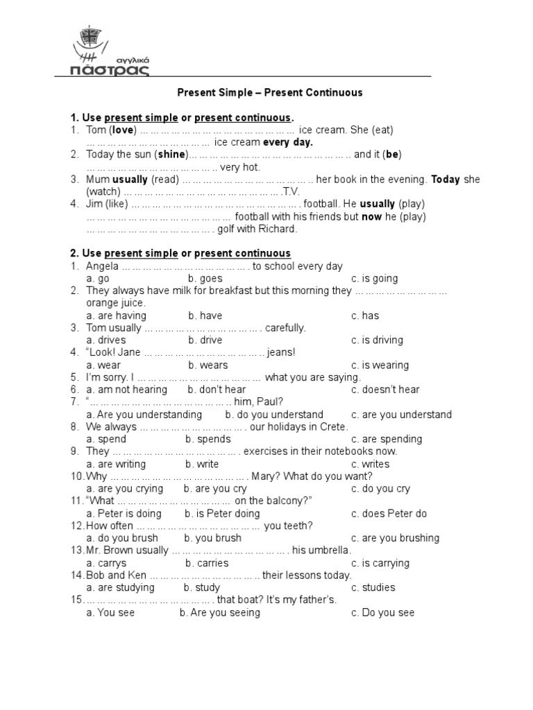 Present Simple Present Continuous | PDF