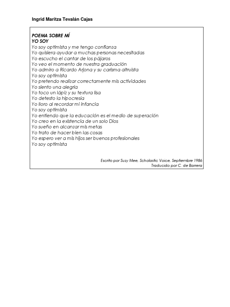 Poema Sobre Mi YO SOY | PDF