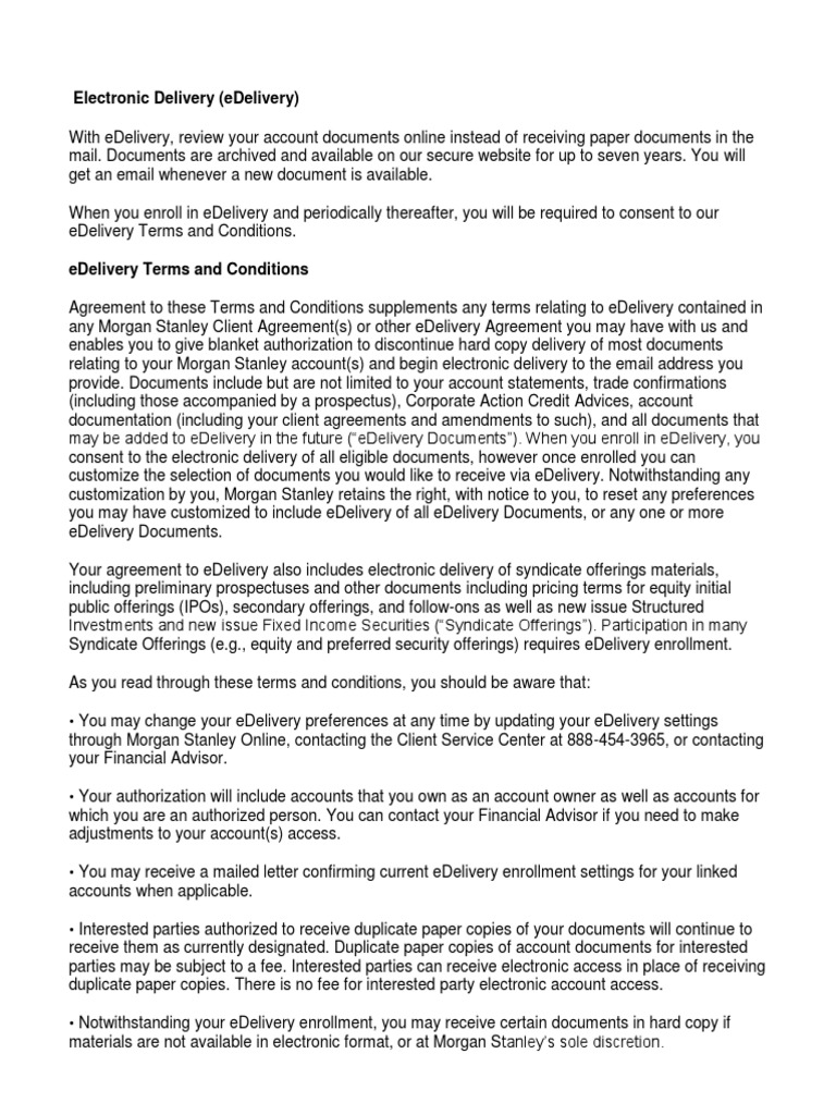 Electronic Delivery (Edelivery) | Download Free PDF | Initial Public ...