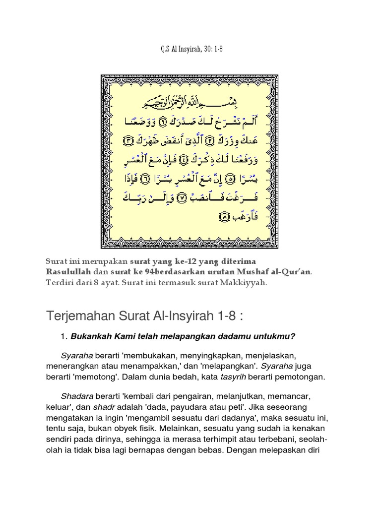 Surah Al Insyirah Dan Artinya