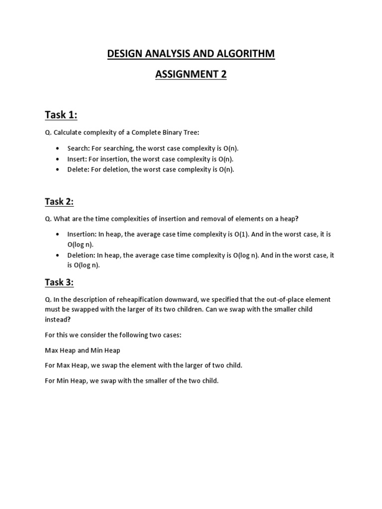 Design Analysis and Algorithm Assignment 2: Task 2 | PDF | Algorithms ...