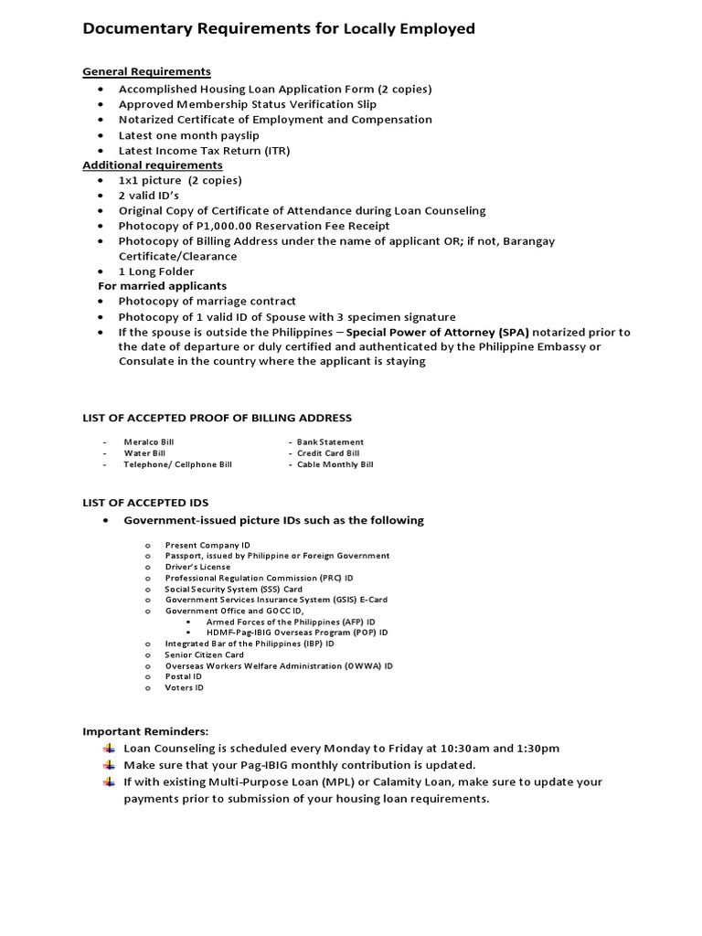 ChecklistOfRequirementsForLocallyEmployed PDF | PDF | Law