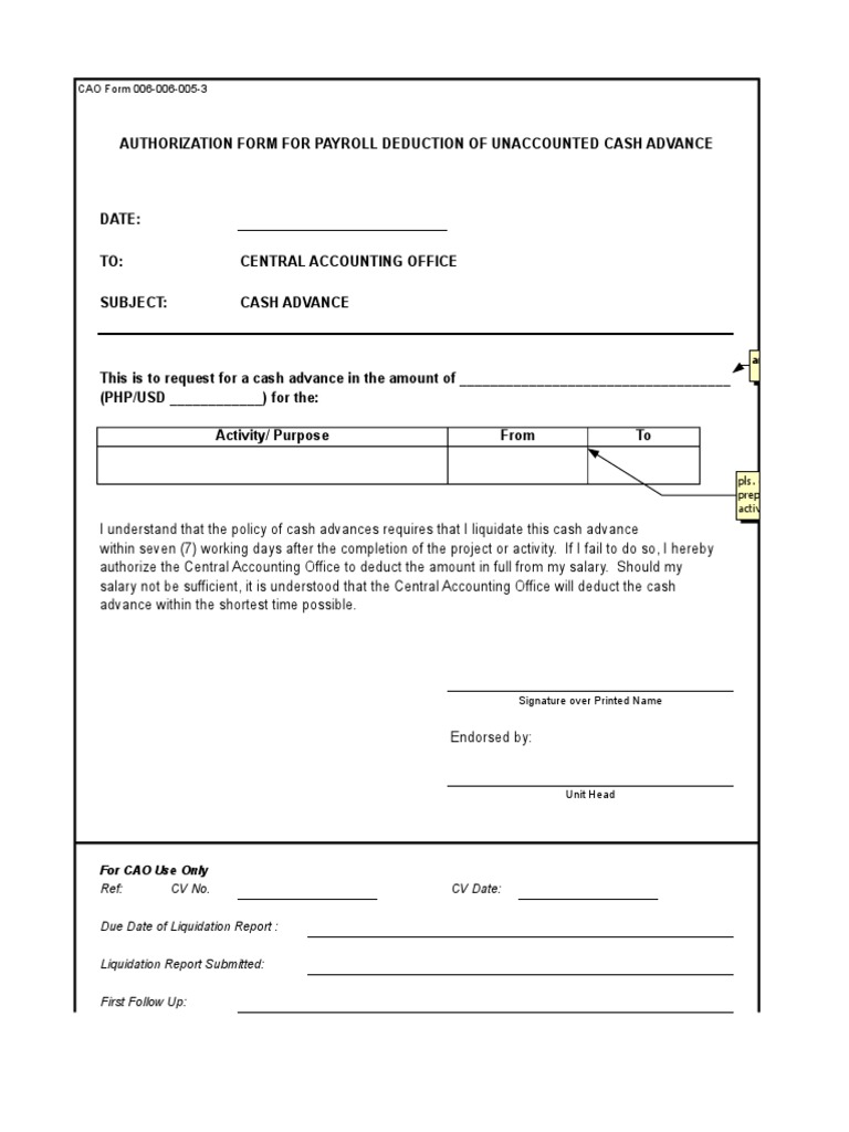 CAO Form 006-006-005-3: For CAO Use Only | PDF