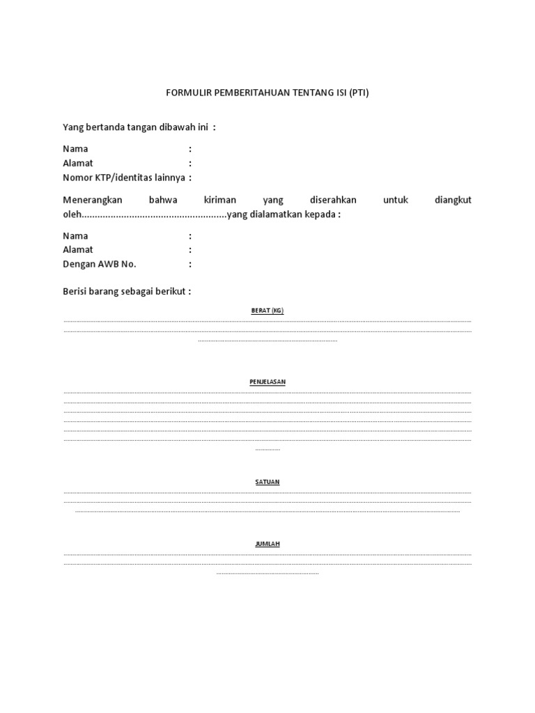 14 Form Pemberitahuan Tentang Isi (Pti) | PDF