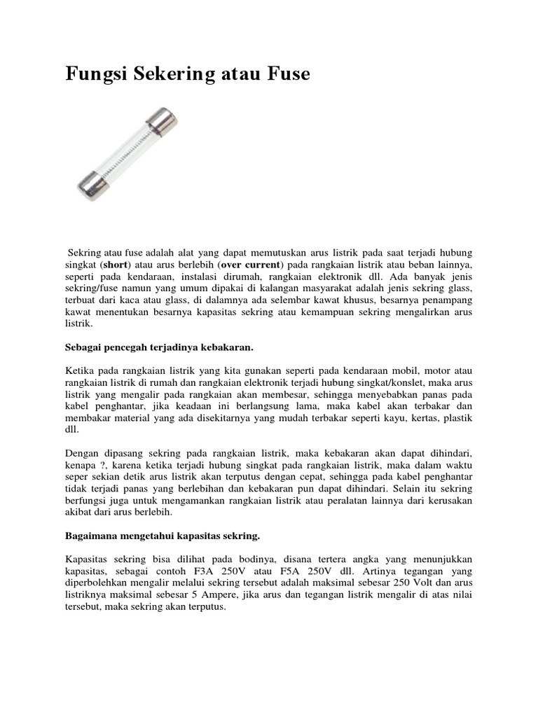 Fungsi Sekering Atau Fuse | PDF