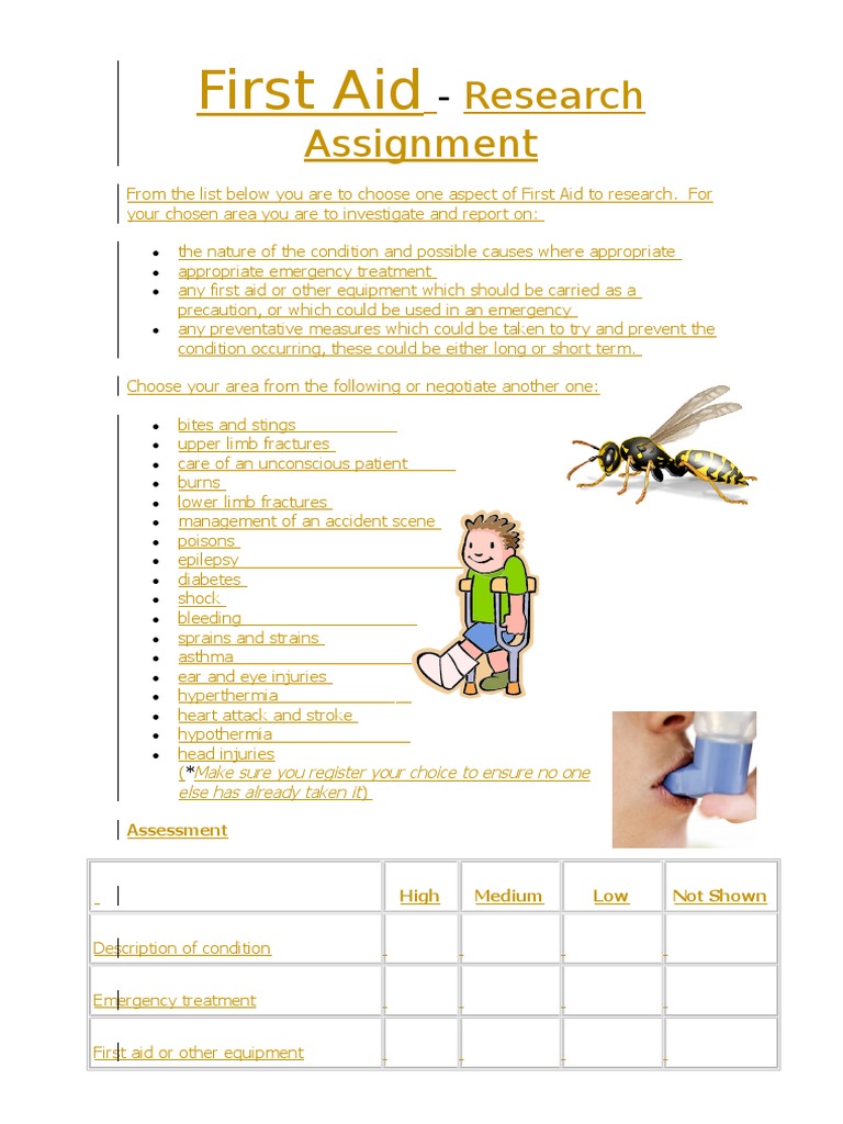 First Aid: Research Assignment | PDF