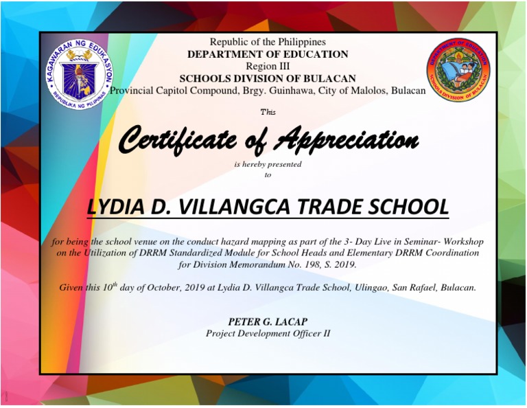 Certificate of Appreciation for Venue | PDF