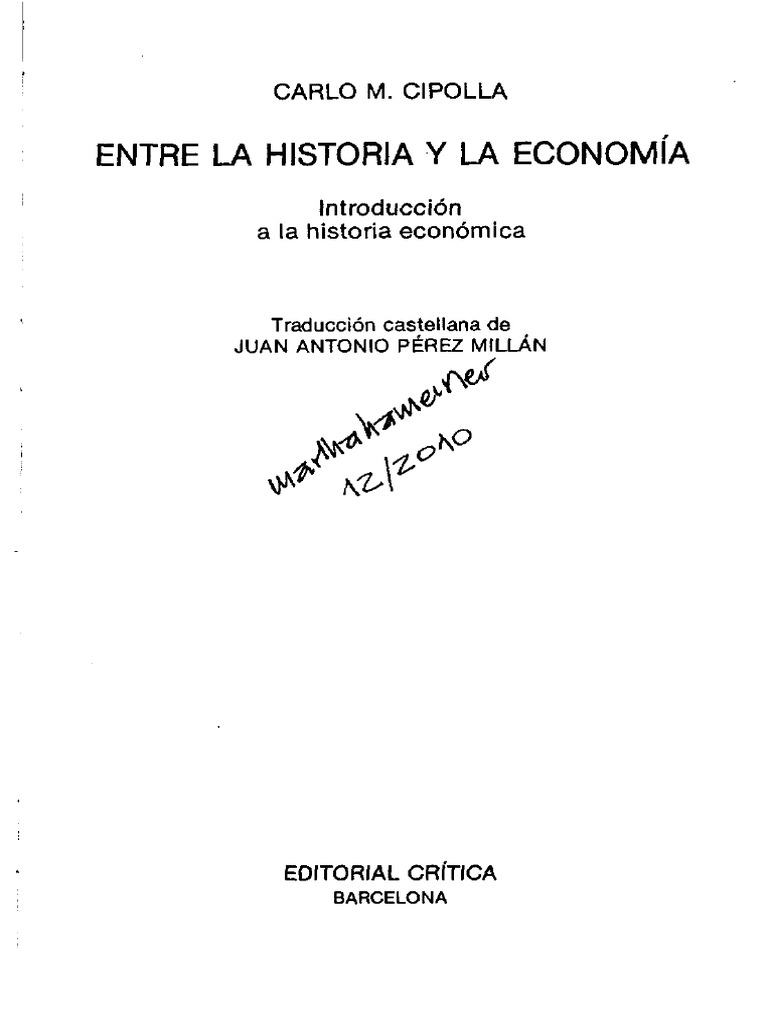 CIPOLLA - Entre La Historia y La Economia (Capítulos) | PDF ...
